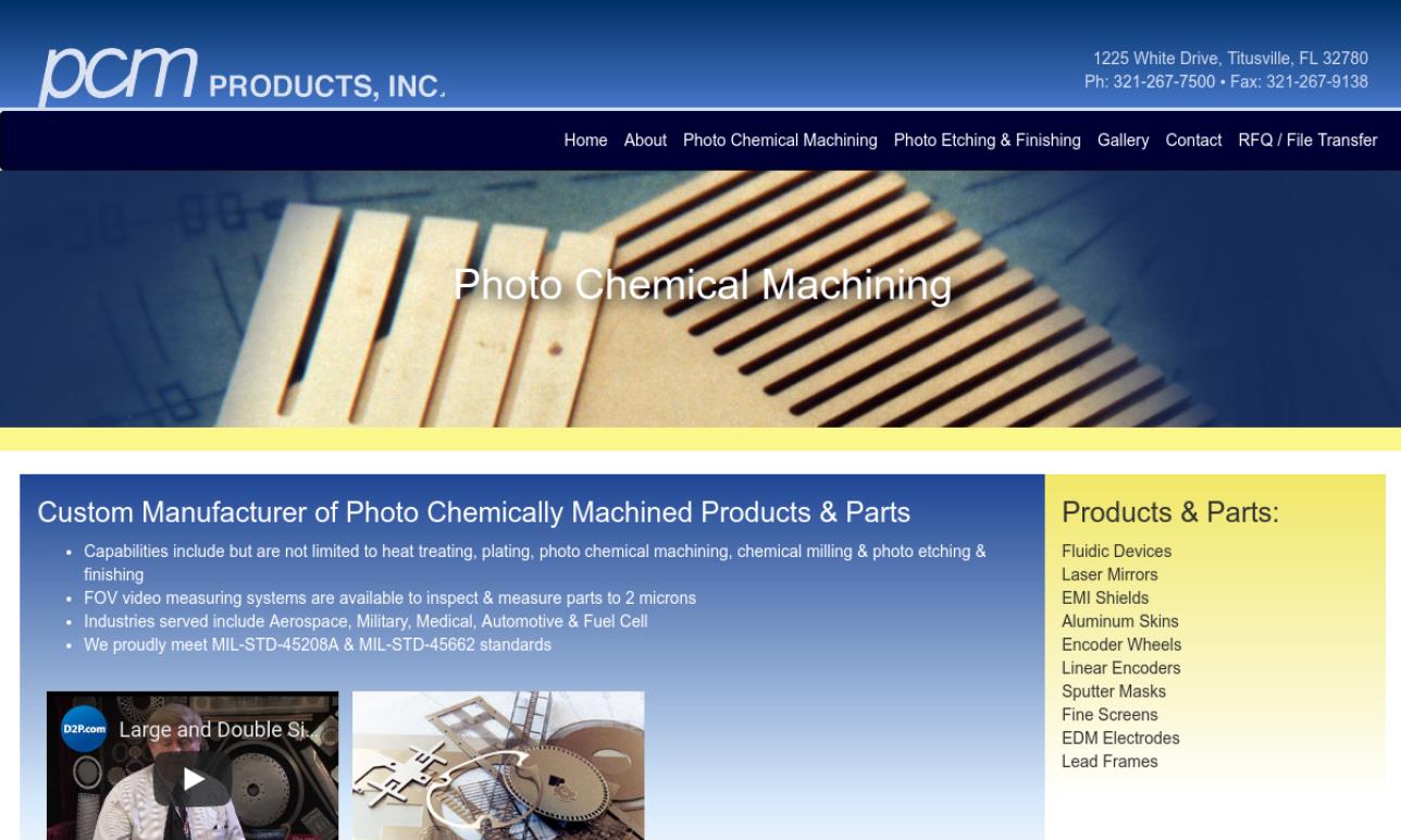 PCM Products, Inc. | Metal Etching